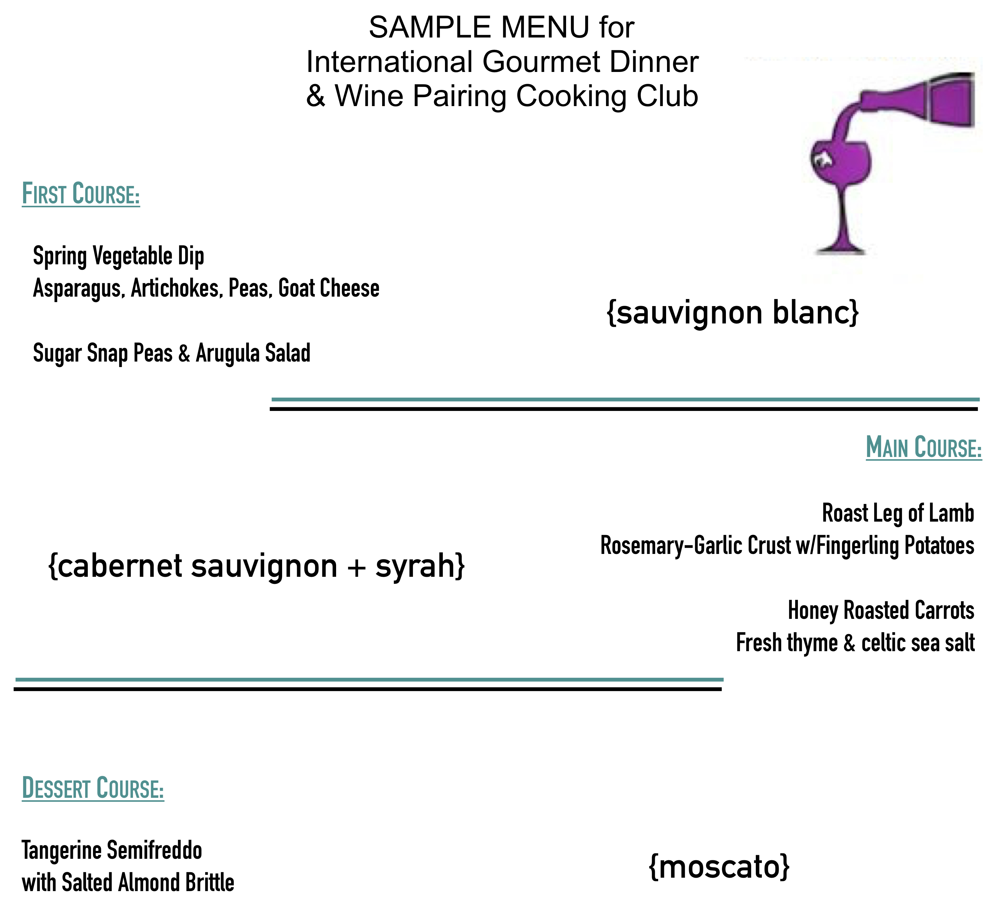 sample menu – SCS Social Club