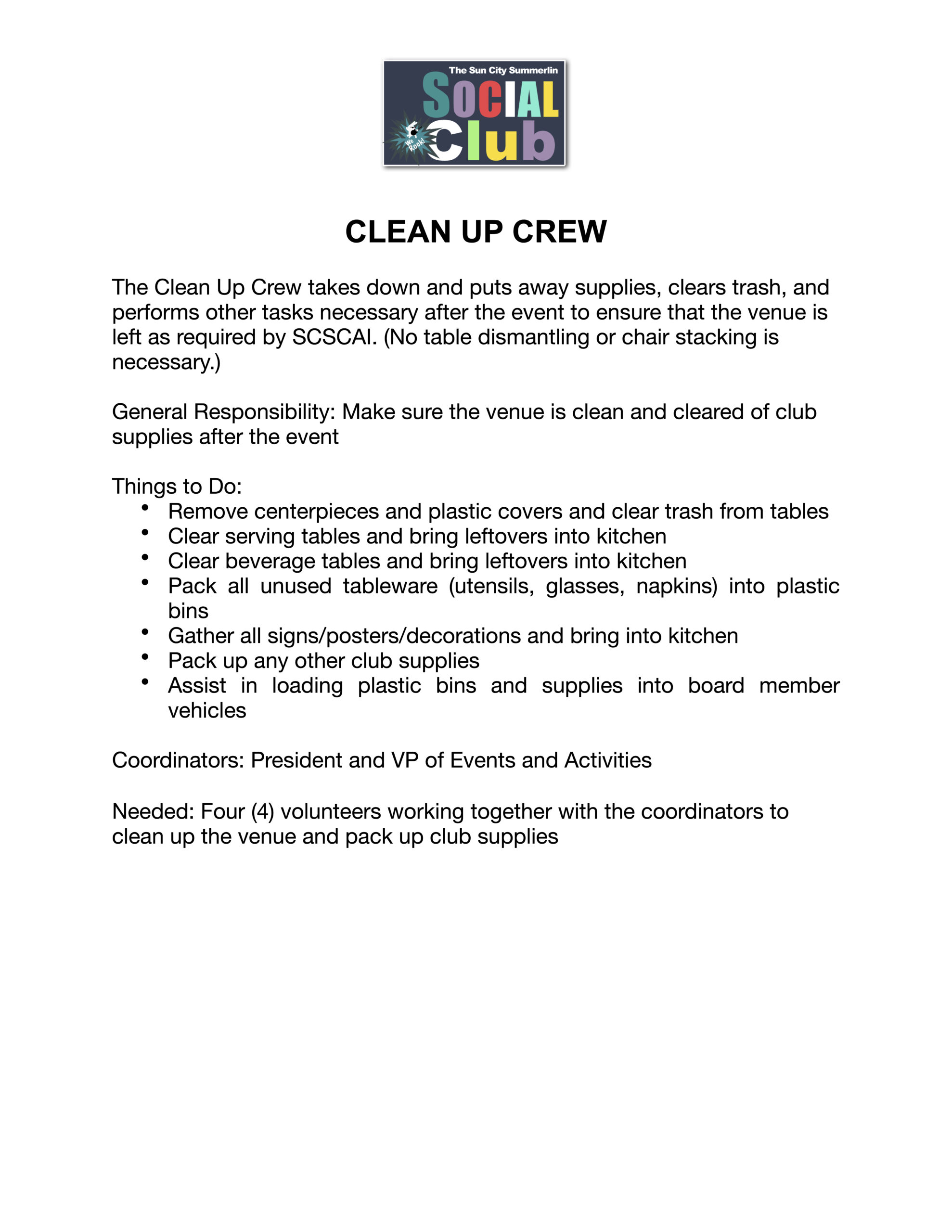 Volunteer – SCS Social Club