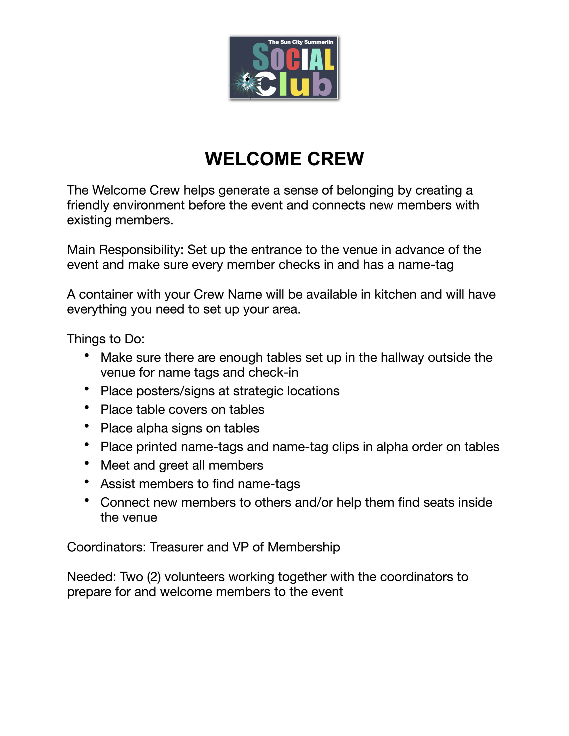 Volunteer – SCS Social Club